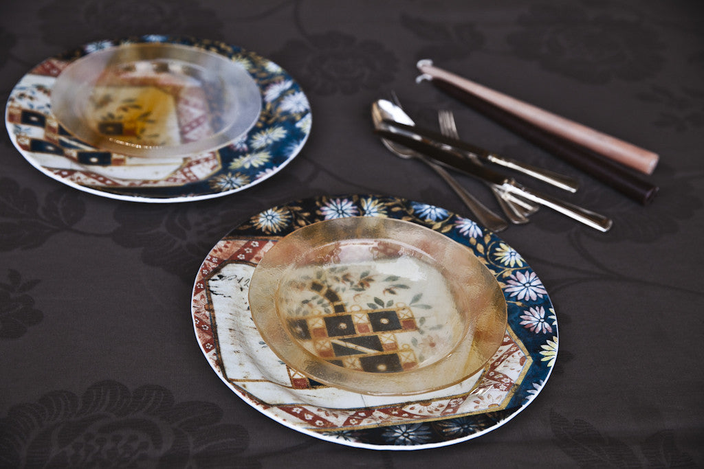Margherite Printed Glass Dinner Set by Forme Roma - Made in Italy ...